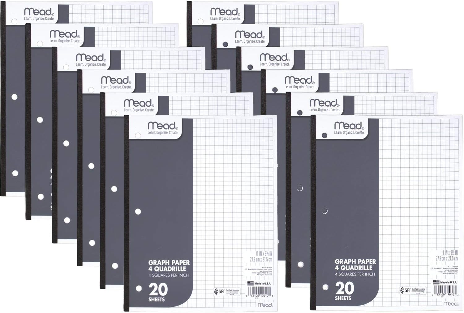 Amazon.com : Mead Graph Paper Pads, Quadrille, 4 Squares per Inch, 11 ...