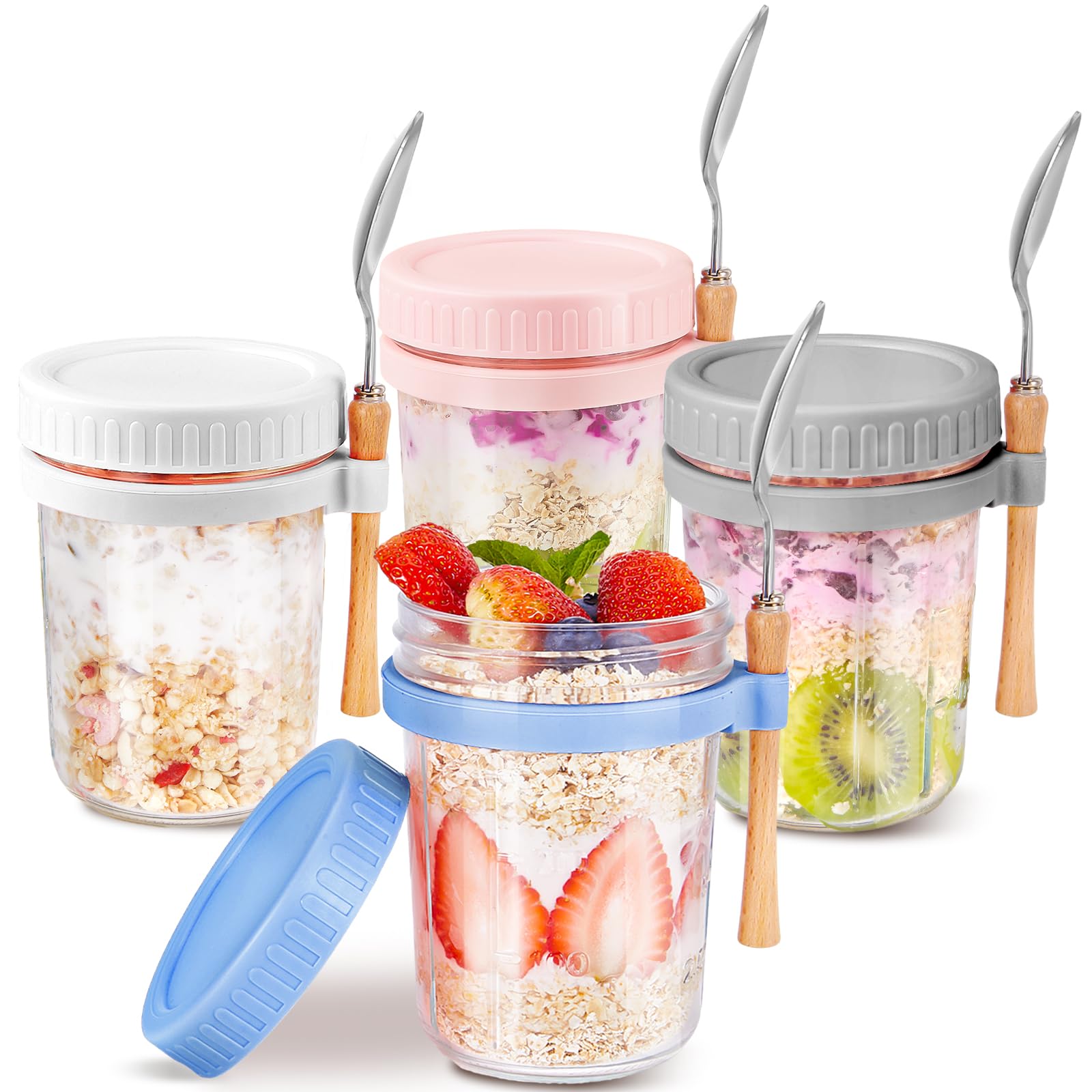 Amazon.com: HomArtist Glass Overnight Oats Containers with Lids and ...