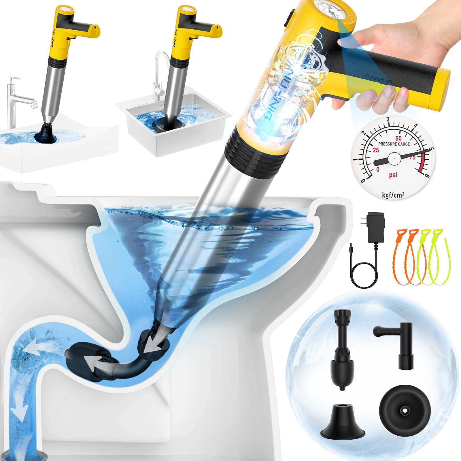 Snapklik.com : Cordless Electric Toilet Plunger, Drain Clog Remover ...