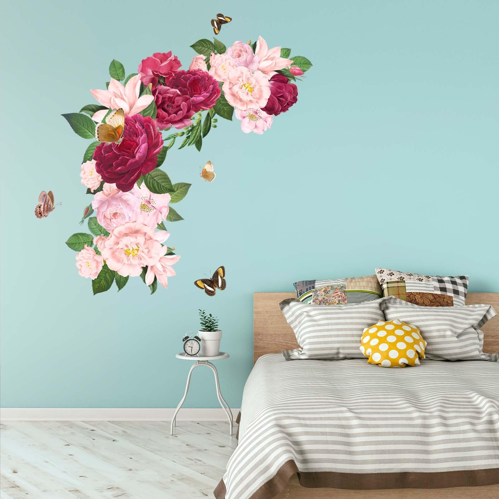 Amazon.com: Amimagen Blue and Pink Lotus Flowers Wall Stickers - Floral ...