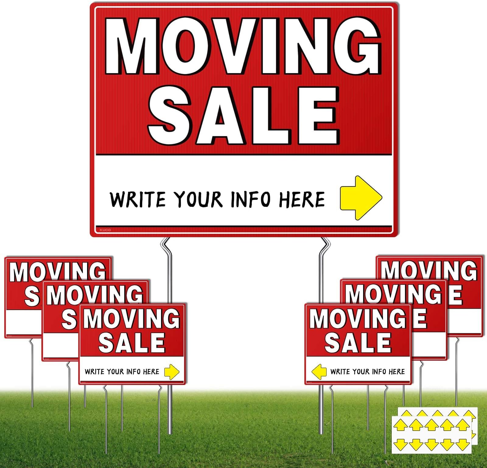 Amazon.com: 3 Pack Moving Sale Sign Kit 12 x 16 Inch Double Sided Yard ...