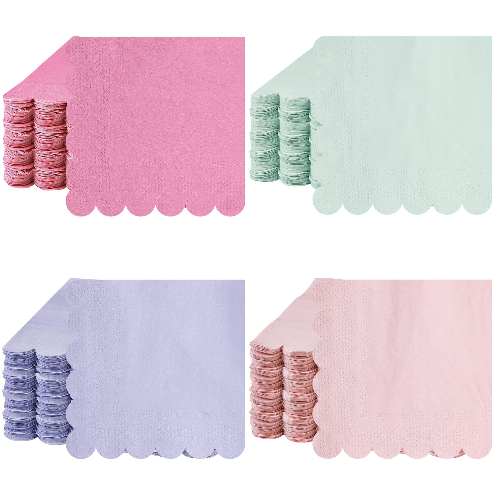 Kosiz Scalloped Edged Cocktail Napkins Colorful Paper Napkins ...