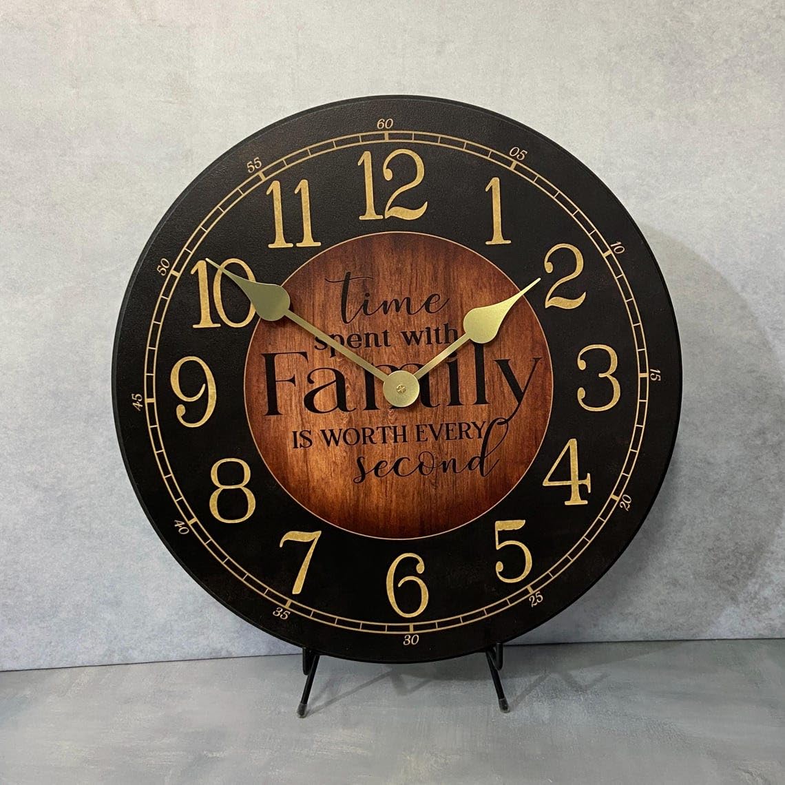 Amazon.com: Black & Wood Wall Clock | Ultra Quiet Quartz Mechanism ...