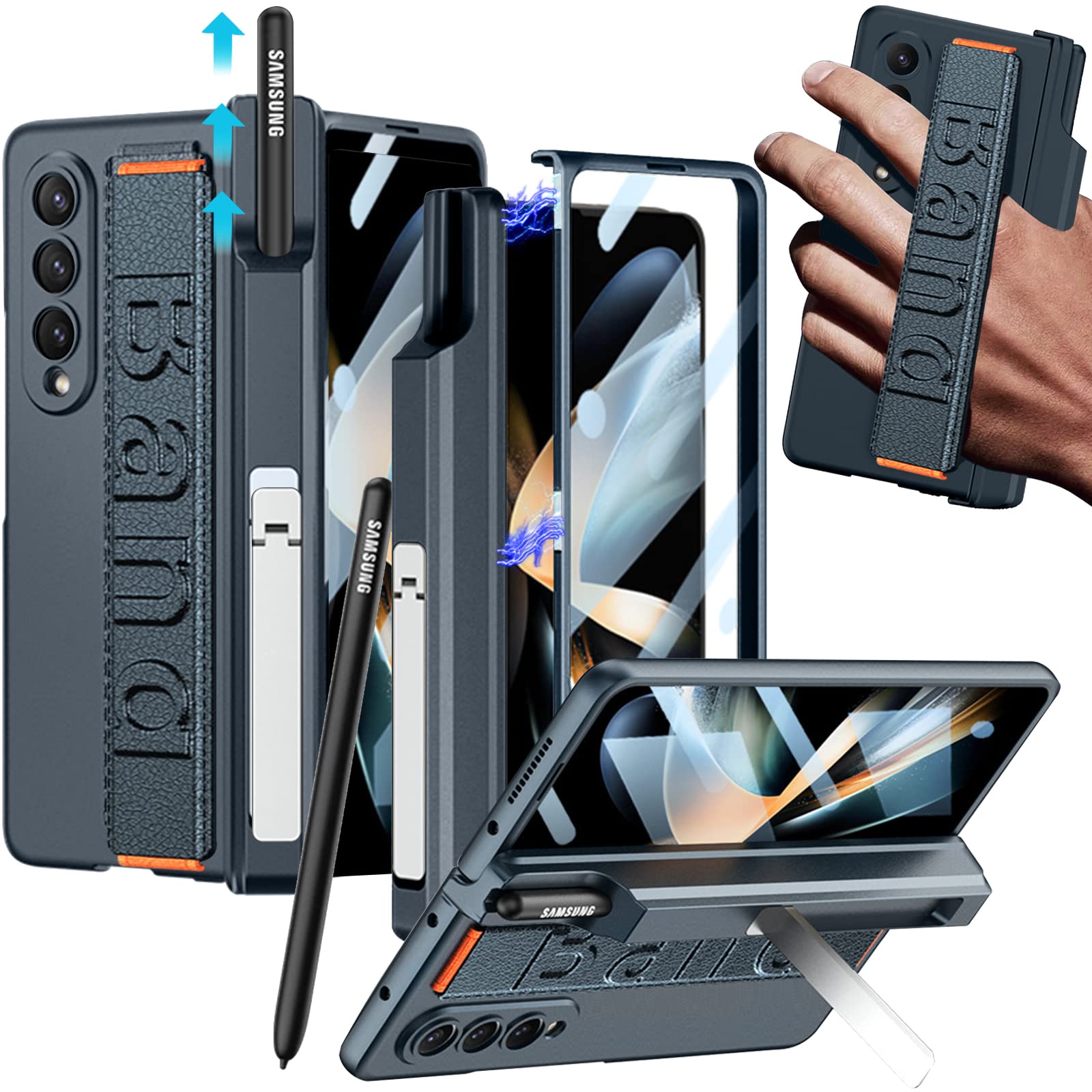 Amazon.com: NINKI Compatible Samsung Galaxy Z Fold 4 Case with Screen Protector & Hand Strap,All ...