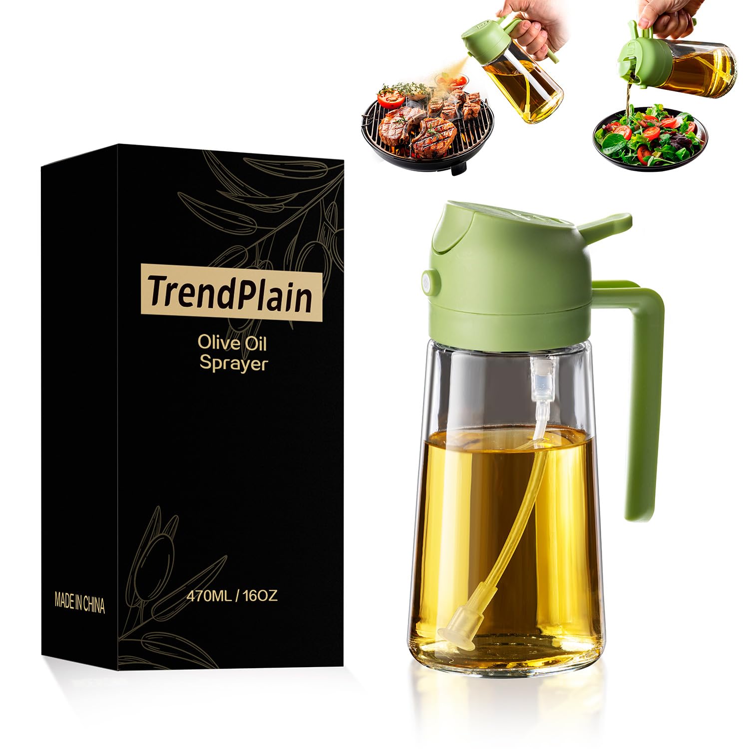 Amazon.com: TrendPlain 16oz/470ml Olive Oil Sprayer for Cooking - 2 in ...