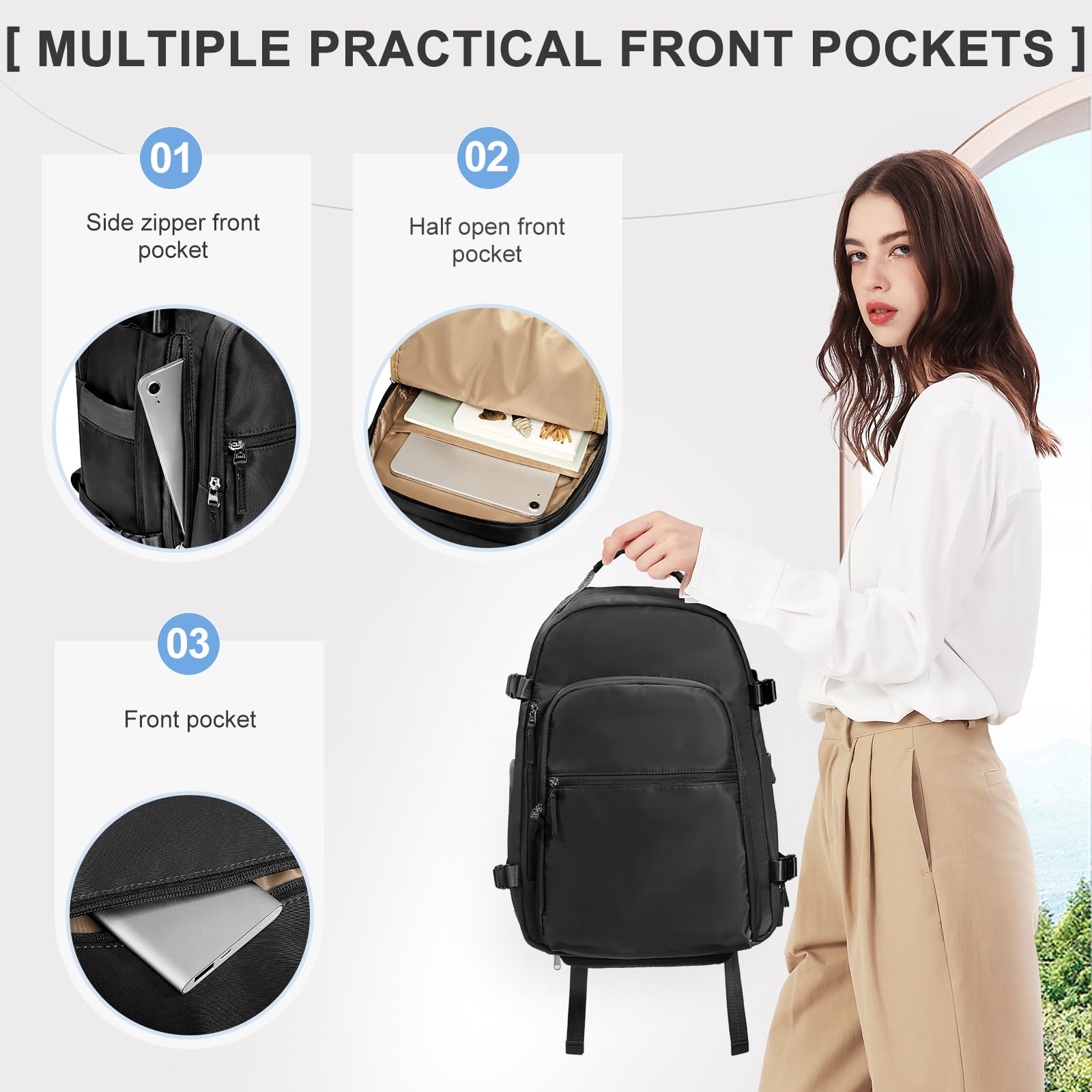 coowoz Large Travel Backpack Carry on Flight Approved Personal Item ...