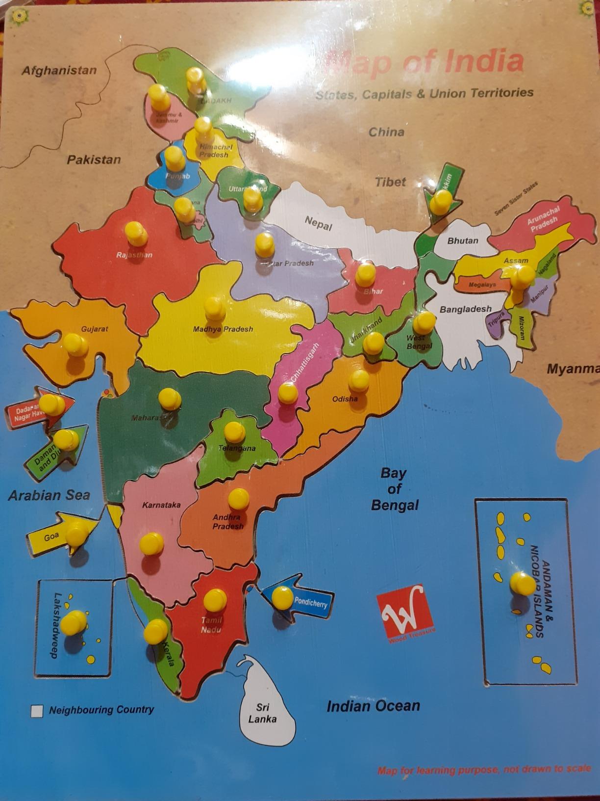 TRIANGLE Maps Wooden Puzzle for 24 To 48 Months, Multicolour : Amazon ...