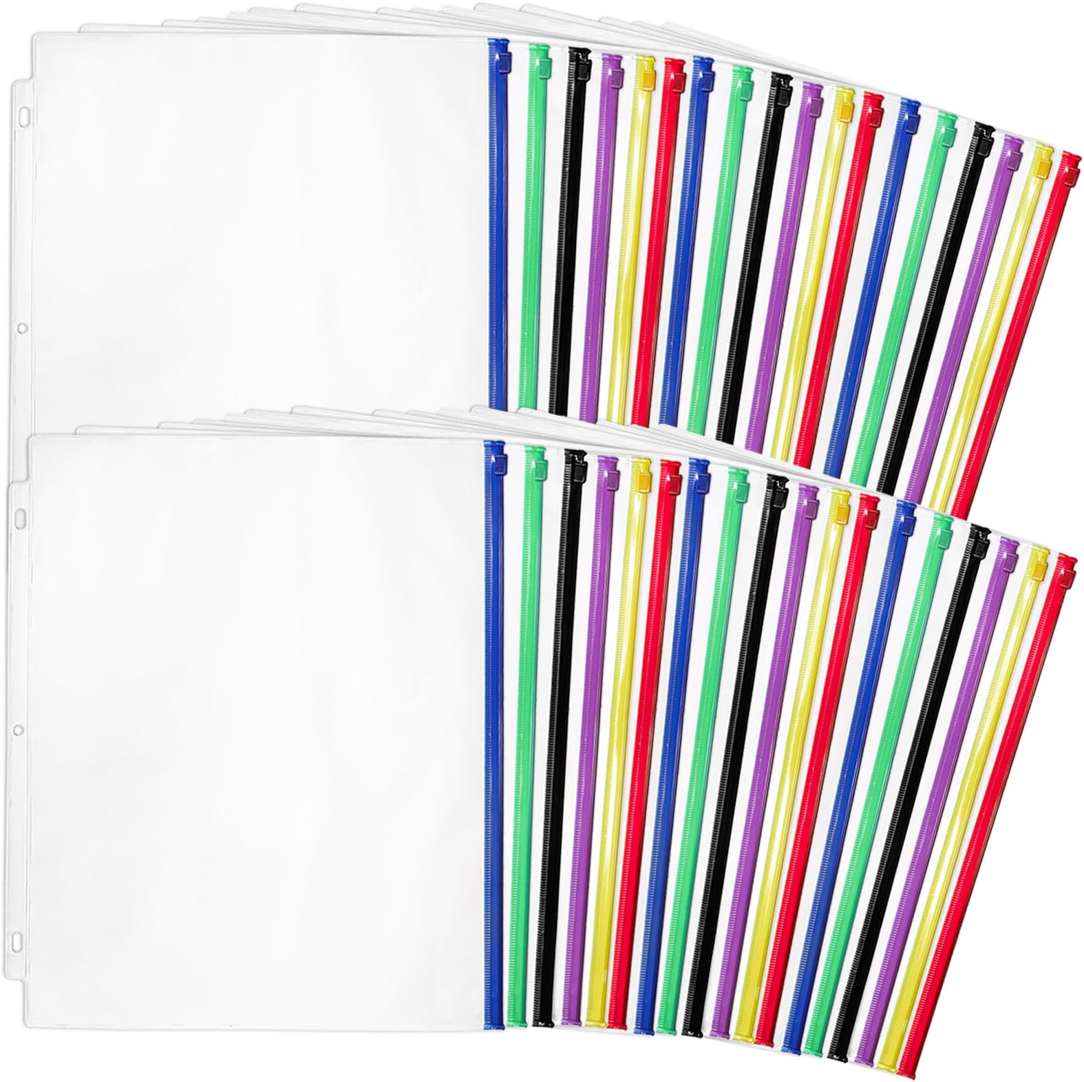 Amazon.com : Mezchi 30 Pack Binder Pockets, 3 Ring Hole Binder Pouch ...