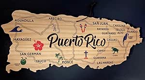 Amazon.com: Puerto Rico Shaped Wooden Cutting Board and Puerto Rican ...