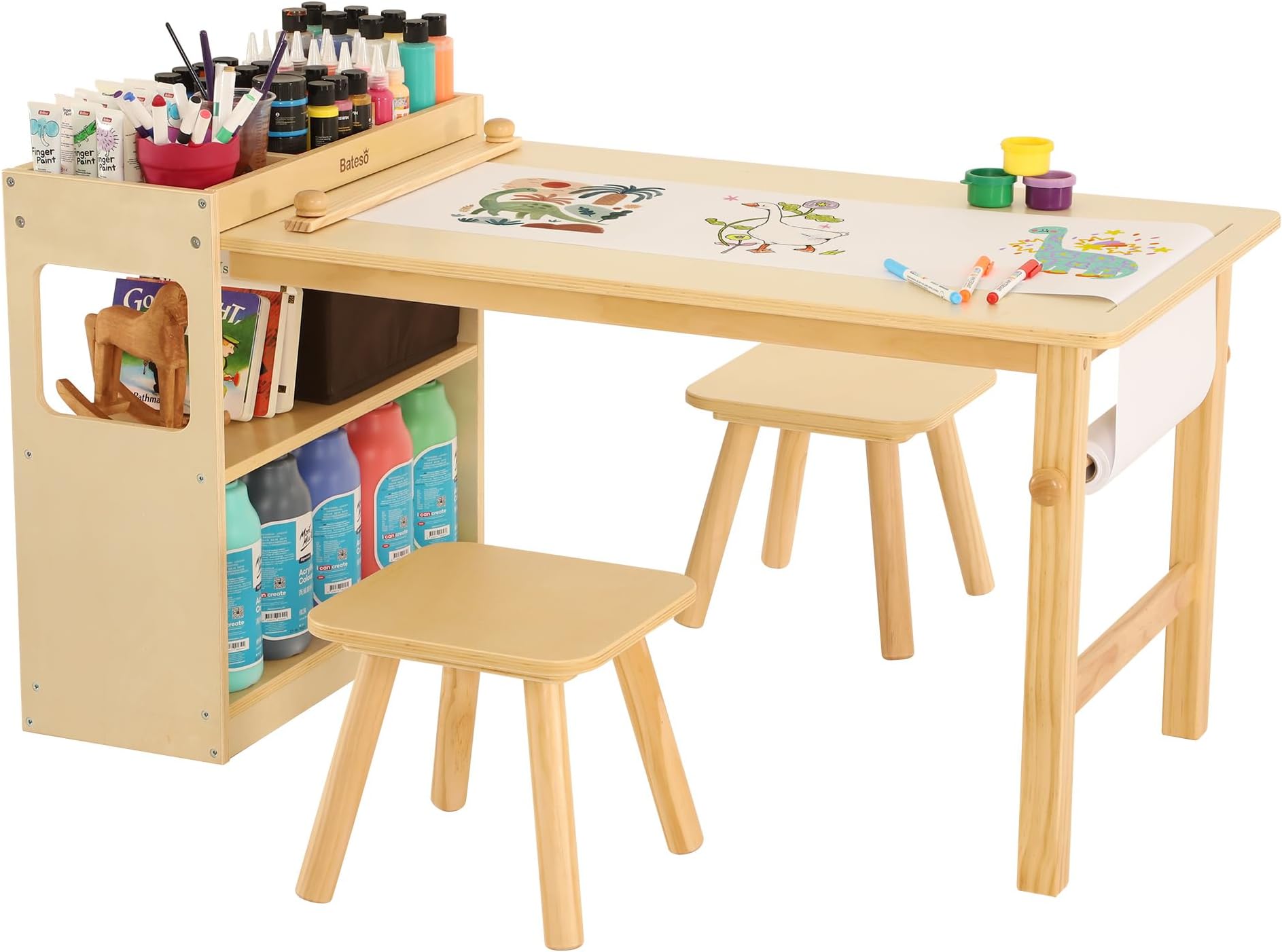 Amazon.com: GDLF Kids Art Table and Chairs Set Craft Table with Large ...