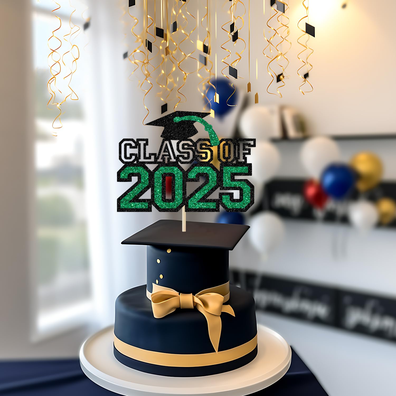Snapklik.com : Green Glitter Class Of 2025 Cake Topper - Congrats Grad ...