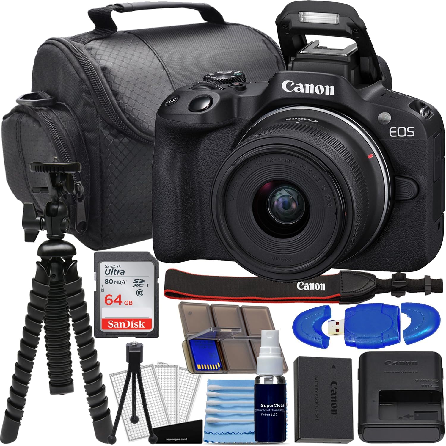 Amazon.com : Canon EOS M50 Mark II Mirrorless Digital SLR with 15-45mm Lens (Black) + 64GB ...