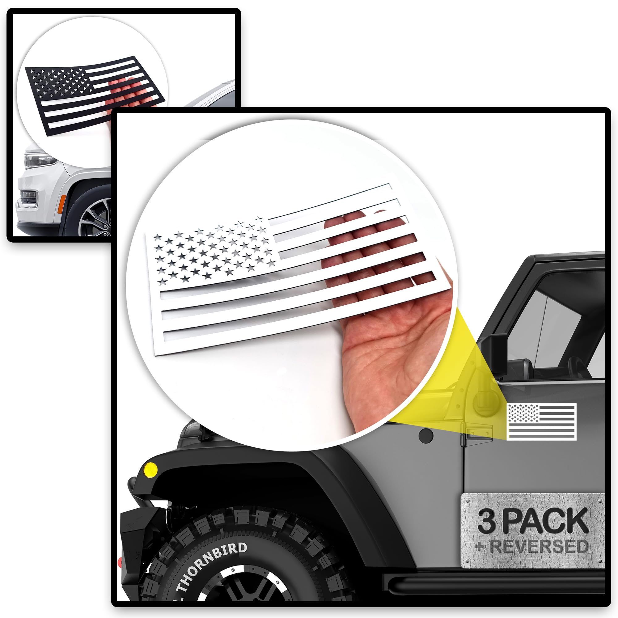 Amazon.com: US Flag Magnets for Cars - Black + White | Bundle : Automotive