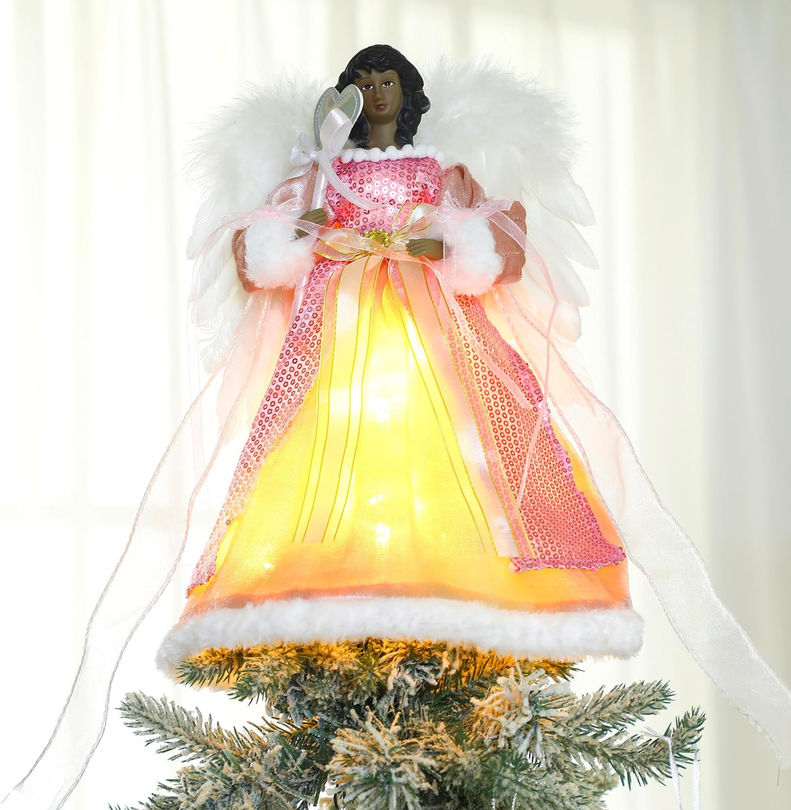 Amazon.com: UL 10-Light Black Angel Tree Topper : Home & Kitchen