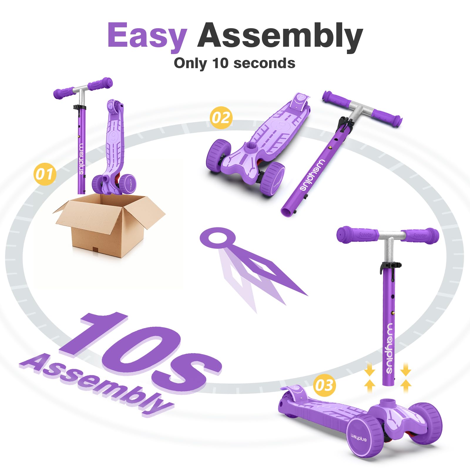 WAYPLUS 3 Wheel Scooter for Kids Ages 3+, 25mm Extra Thick Deck & Light ...