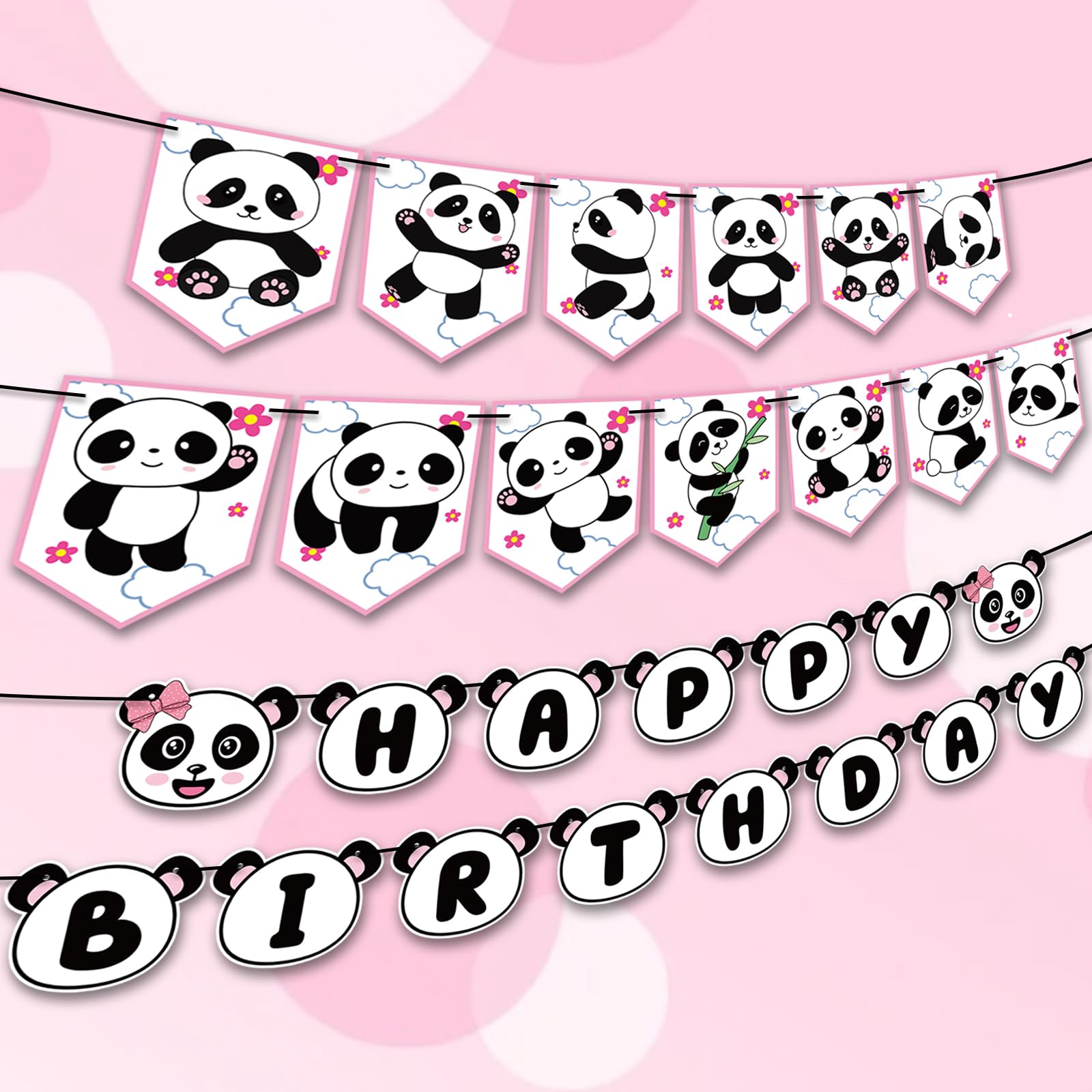 Snapklik.com : Pink Panda Themed Party Decorations Birthday Banners ...