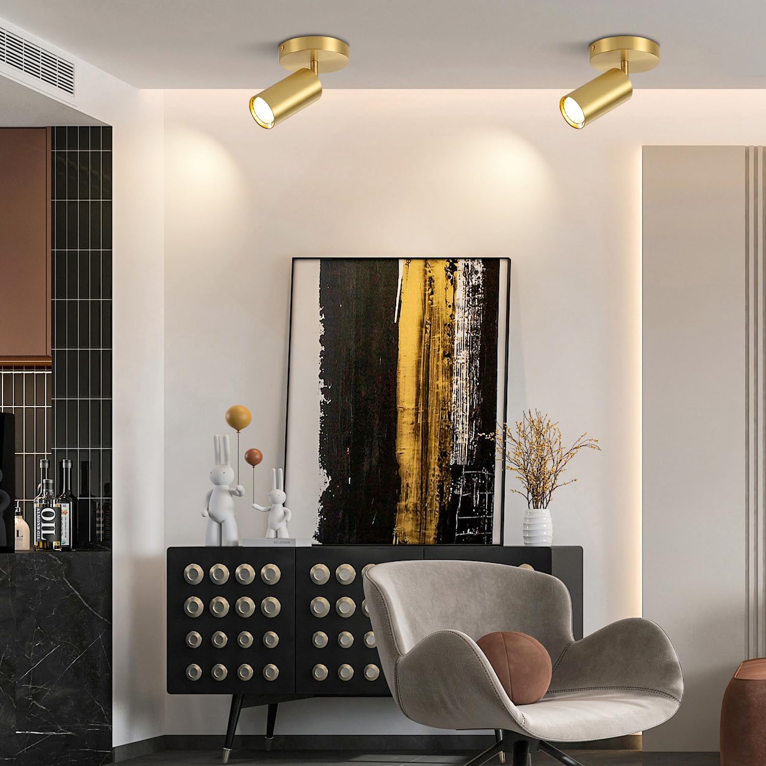 Snapklik.com : 1-Lights Modern LED Track Lighting Kit Brushed Gold ...