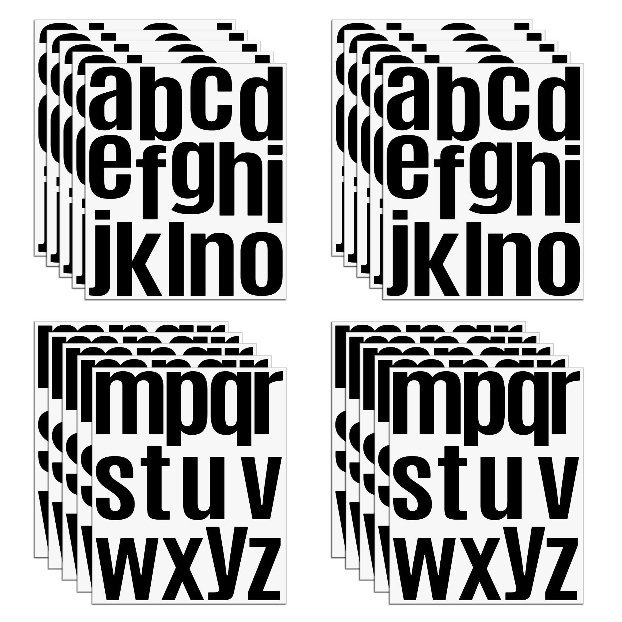Buy 4 inch Large Letter Stickers Black 20 Sheets Lowercase Letter ...