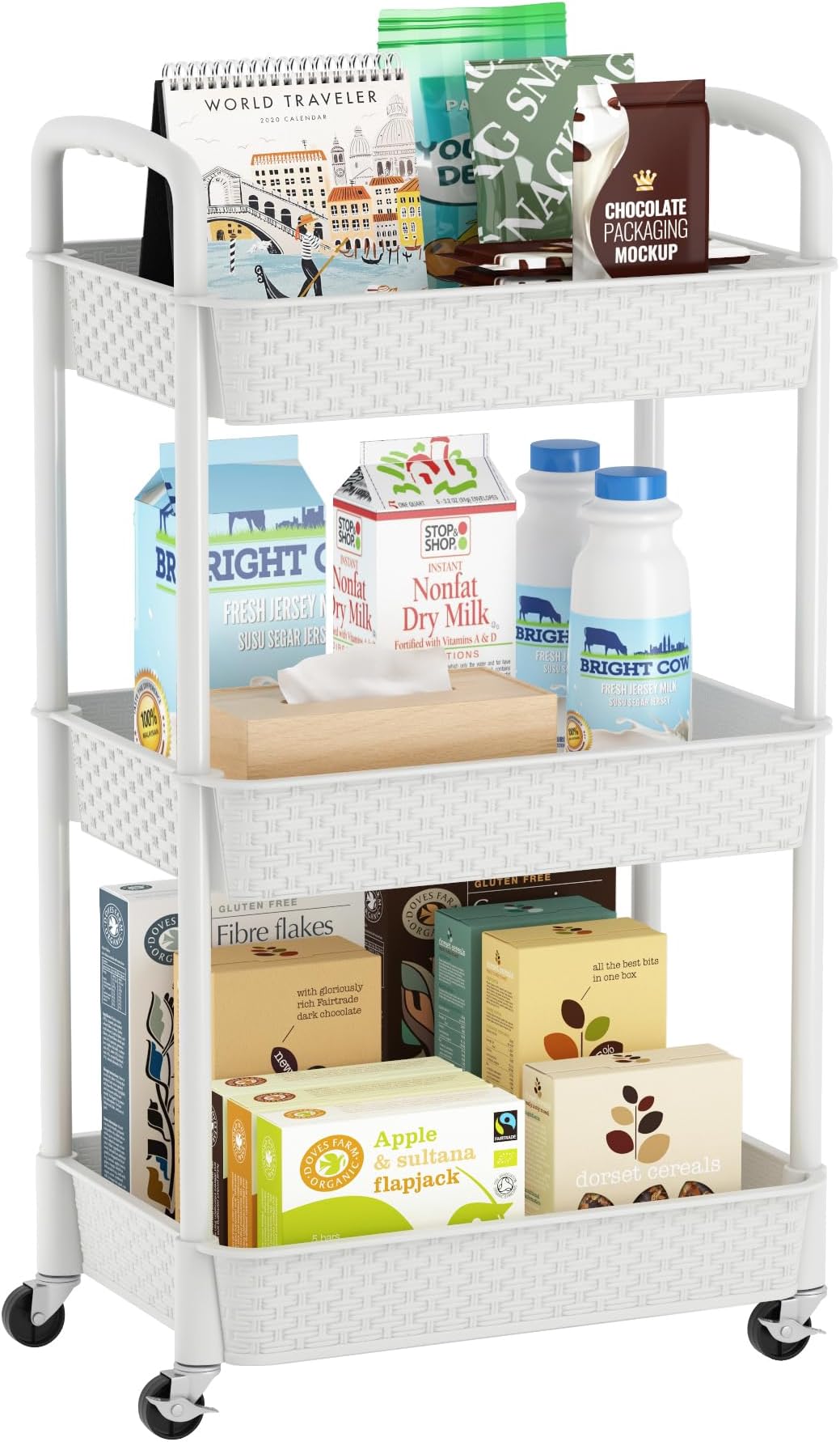 Amazon.com: YOHKOH 3-Tier Metal Rolling Utility Cart, Storage Trolley ...