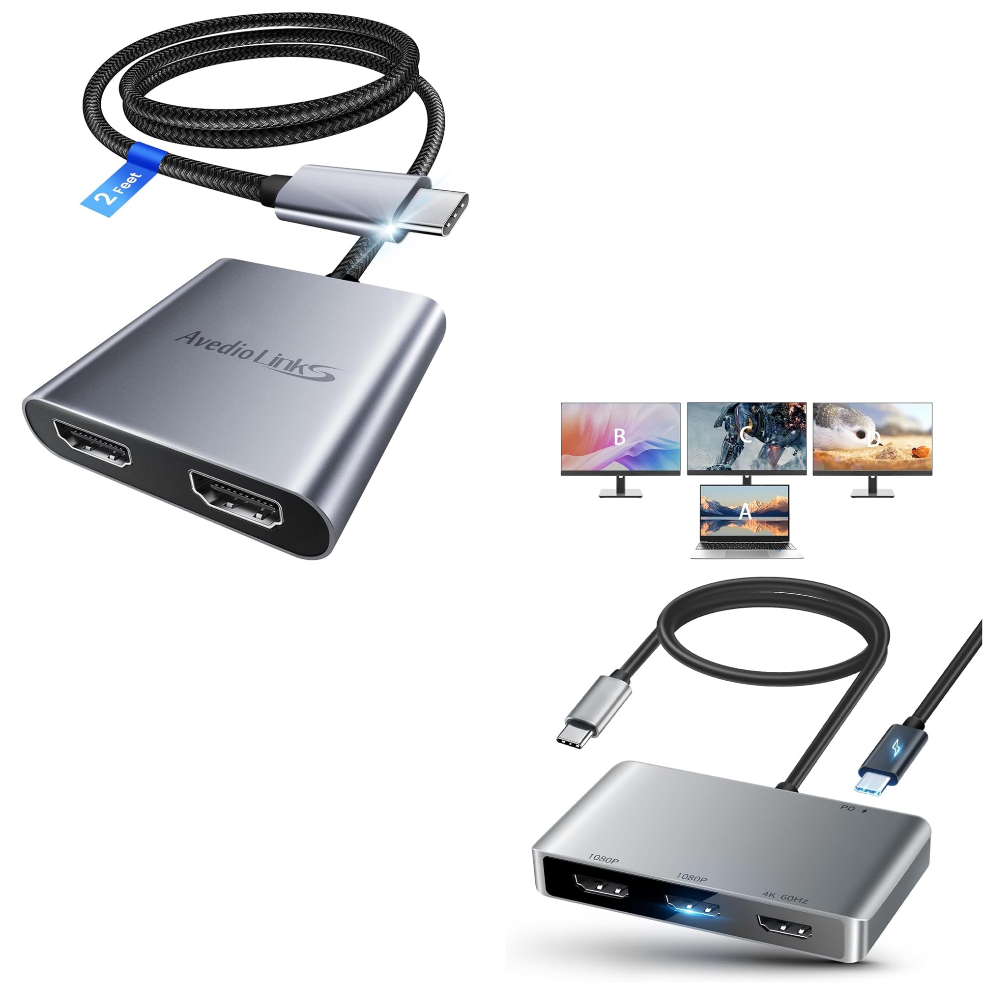 Amazon.com: avedio links USB C to 3 HDMI Adapter （MST for Windows/Mac ...