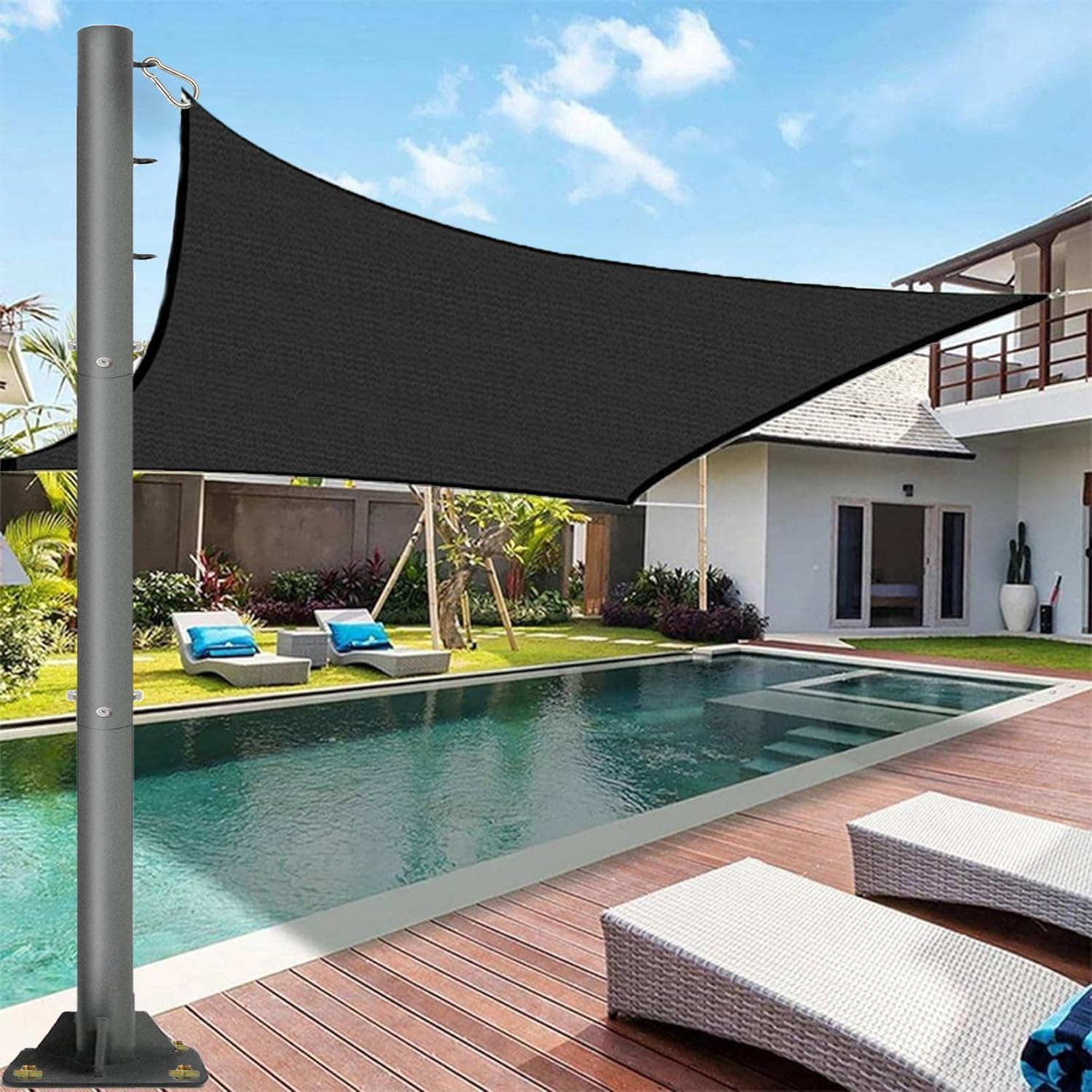 Amazon.com : TRAYIU Sun Shade Sail Pole 10ft - 1 Pack 3" Diameter ...