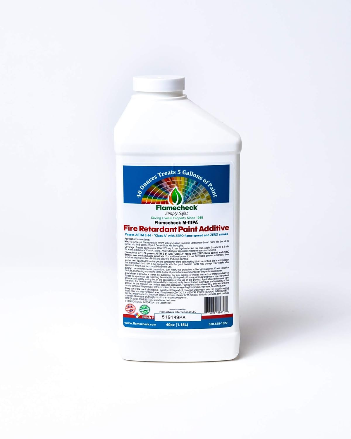 Flamecheck M-111PA Fire Retardant Paint Additive (40 ounces) Mix 8 ...