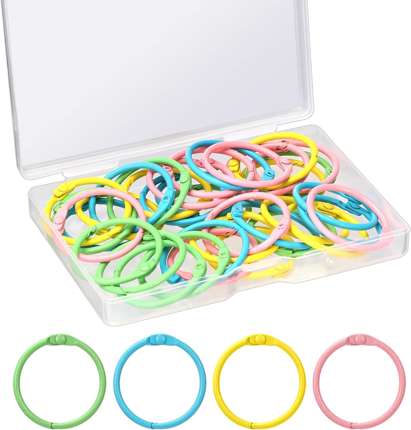 100PCS Metal Binder Book Rings, Colourful Index Card Rings 30mm Metal ...