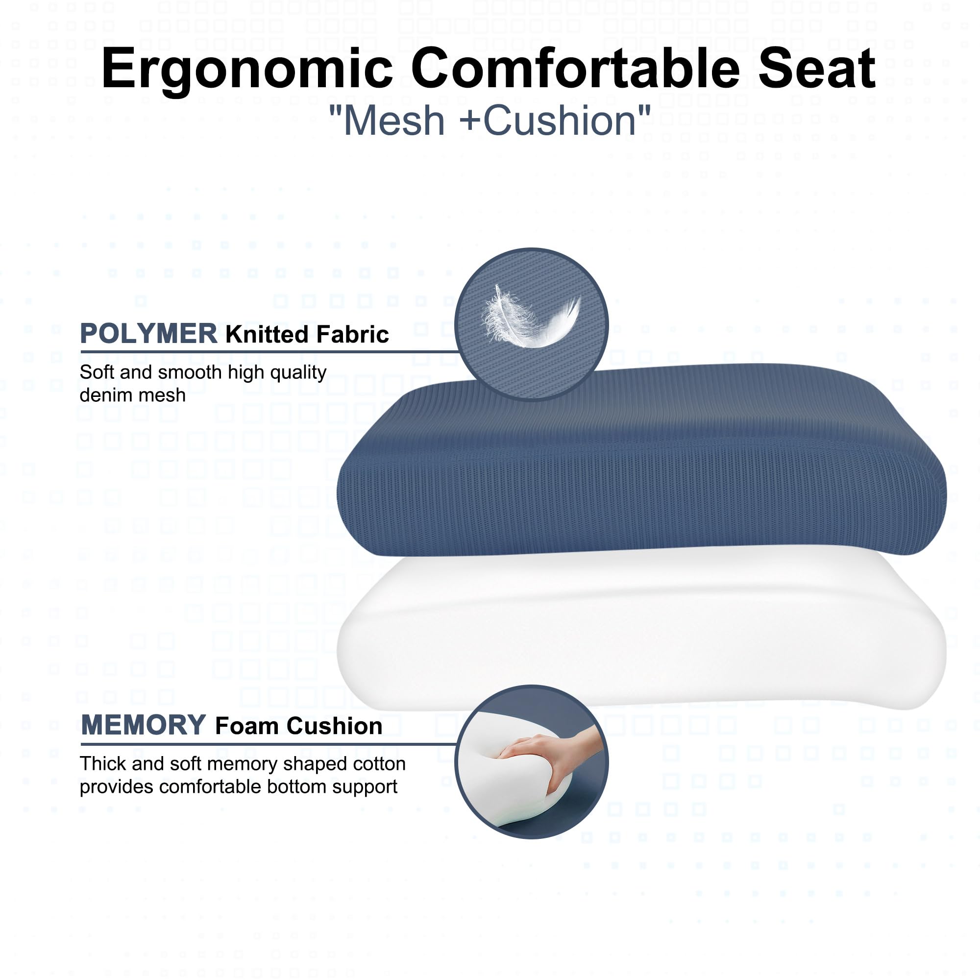 Snapklik.com : Misolant Modern Navy Blue Ergonomic Drafting Office Chair