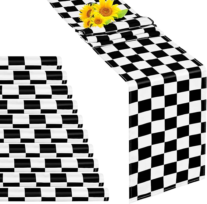 Amazon.com: 10 Pack Checkered Table Runner Polyester Table Decor ...