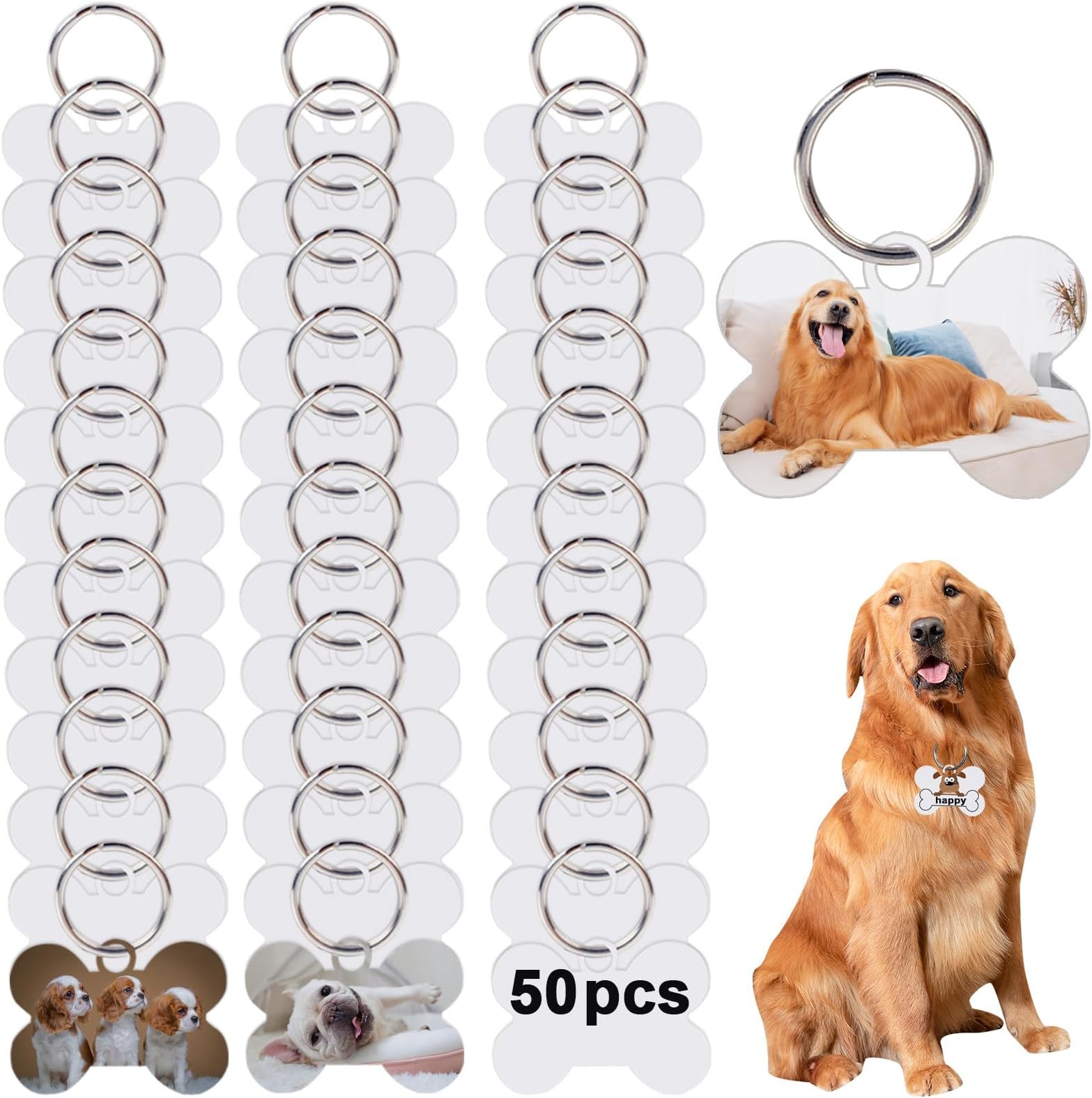 Amazon.com: 50 Pcs Sublimation Blank Dog Tags Bone Shaped DIY Double ...
