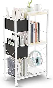 Amazon.com: YITOBA 3 Tier Book Cart with Lockable Wheels, Movable ...