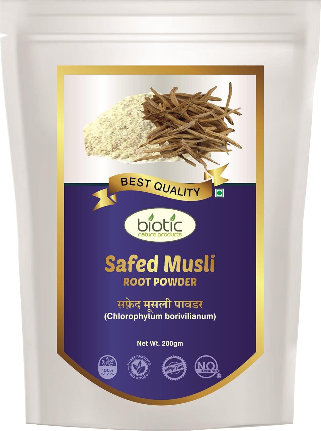 Buy Biotic Natural Safed Musli Powder (Chlorophytum borivilianum) Safed ...