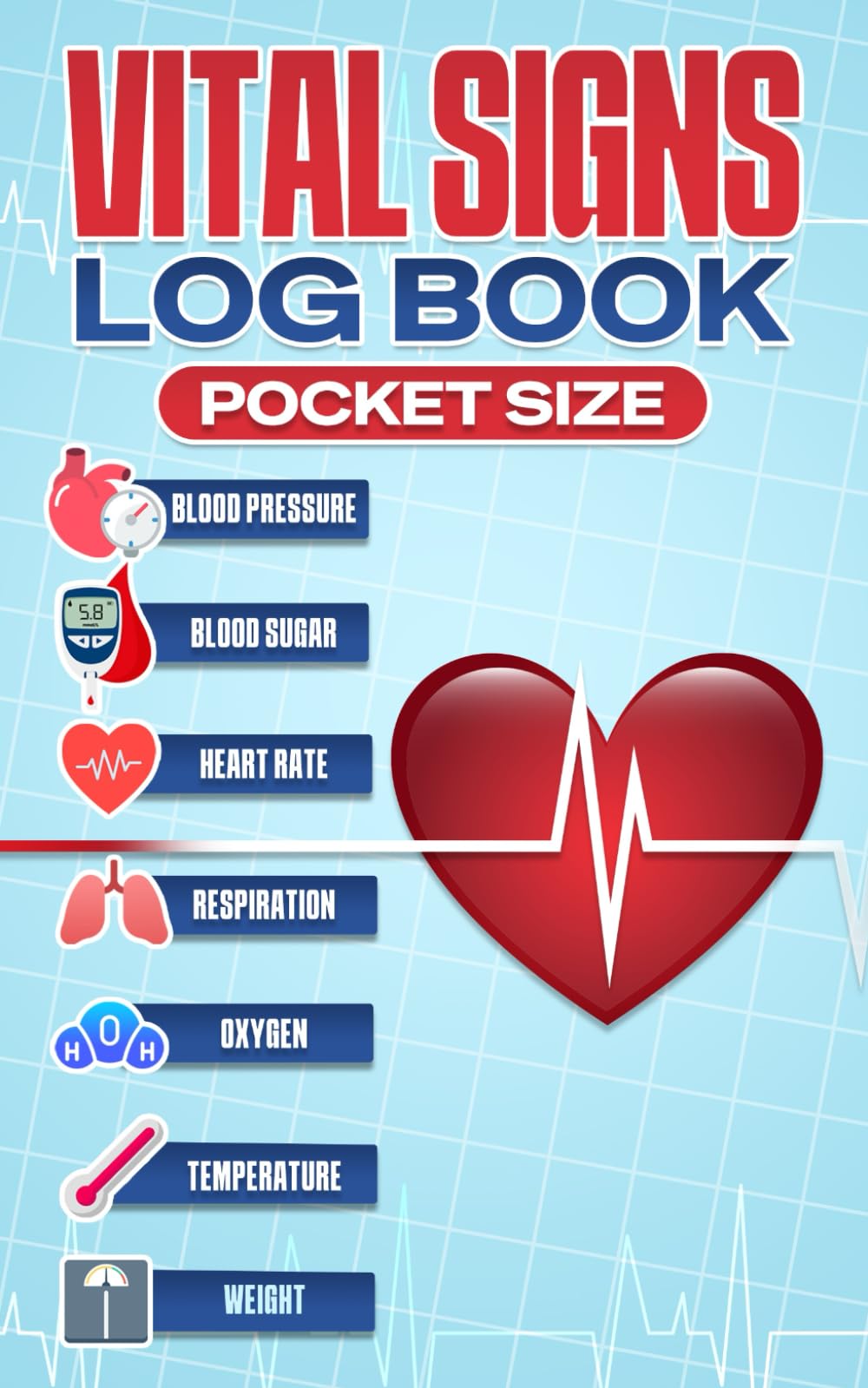 Vital Signs Log Book Pocket Size: Small Record Keeper for Health ...