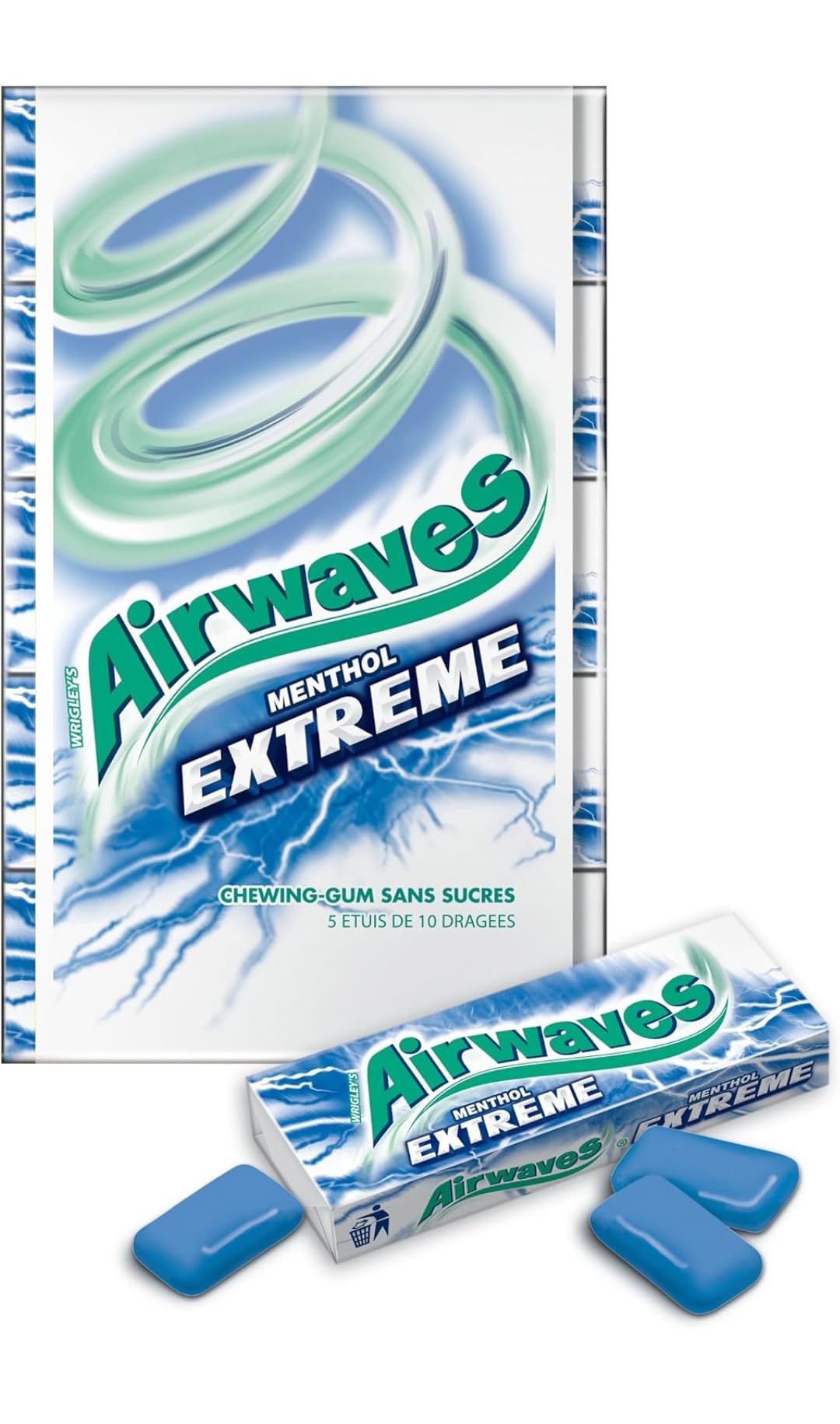 AIRWAVES - Chewing-Gum Chloro Menthol - Sans Sucres - 5 Paquets de 10 ...