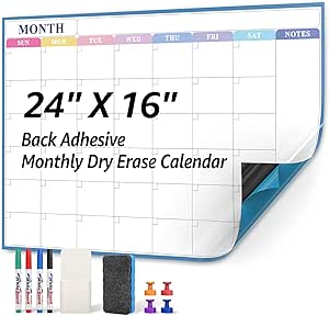 Amazon.com : MaxGear Large Dry Erase Calendar for Wall,Self-Adhesive ...