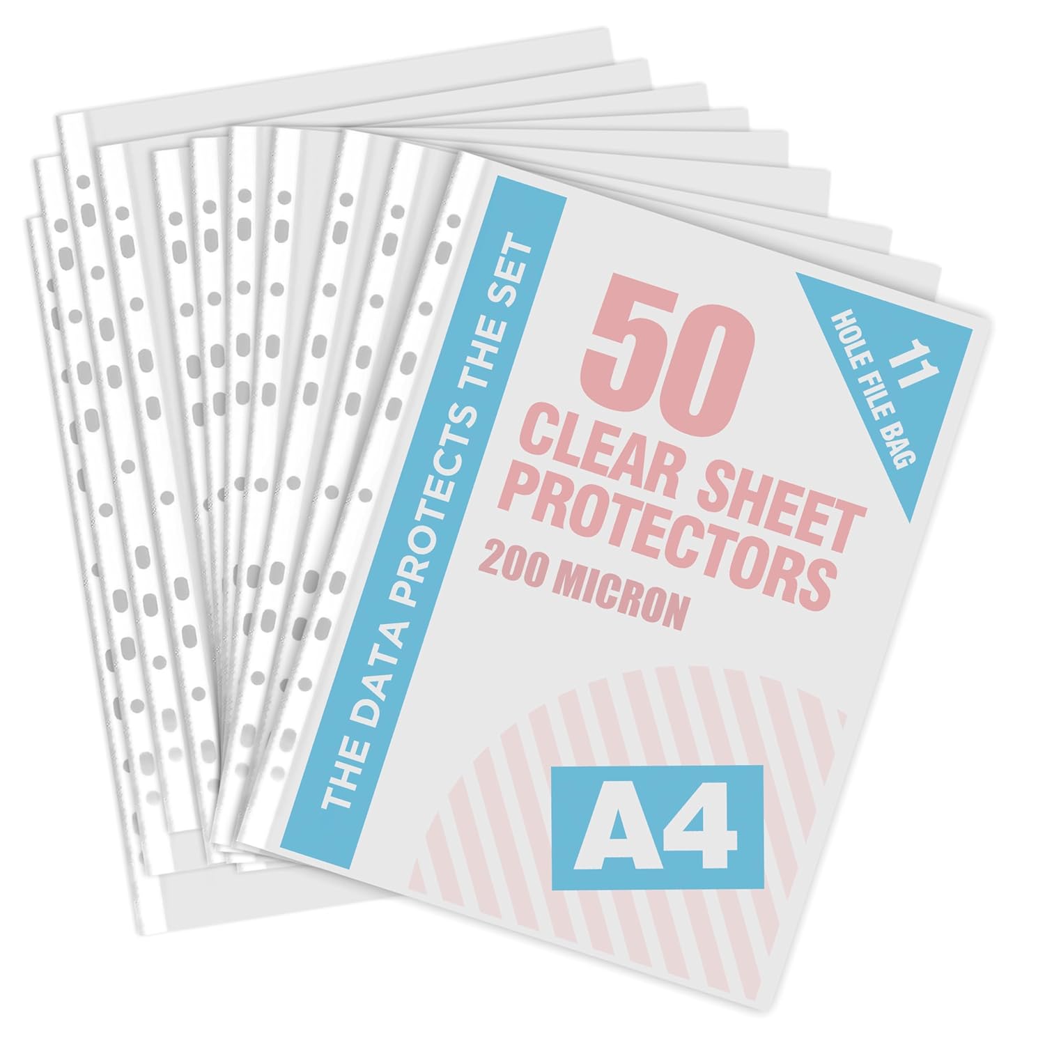 CLICKEDIN Transparent Document Sleeves, Heavy Duty 200 Micron 50pcs, A4 ...