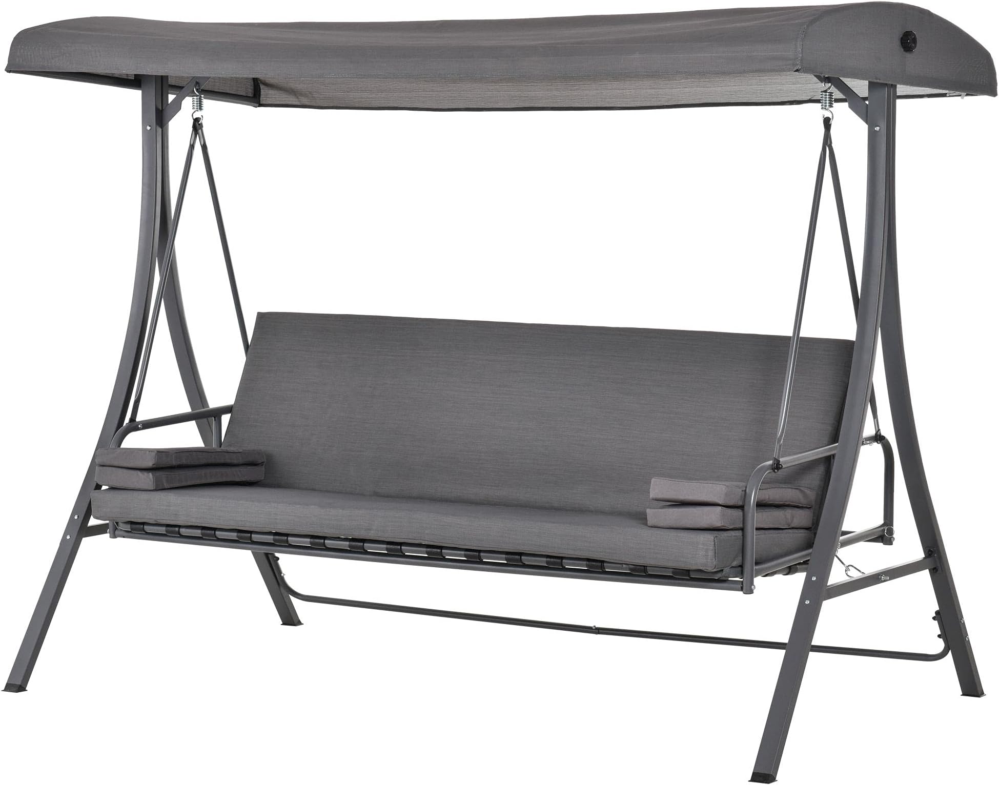 Outsunny 2-in-1 Garden Swing Seat 3 Seater, Outdoor Swing Chair Bed ...