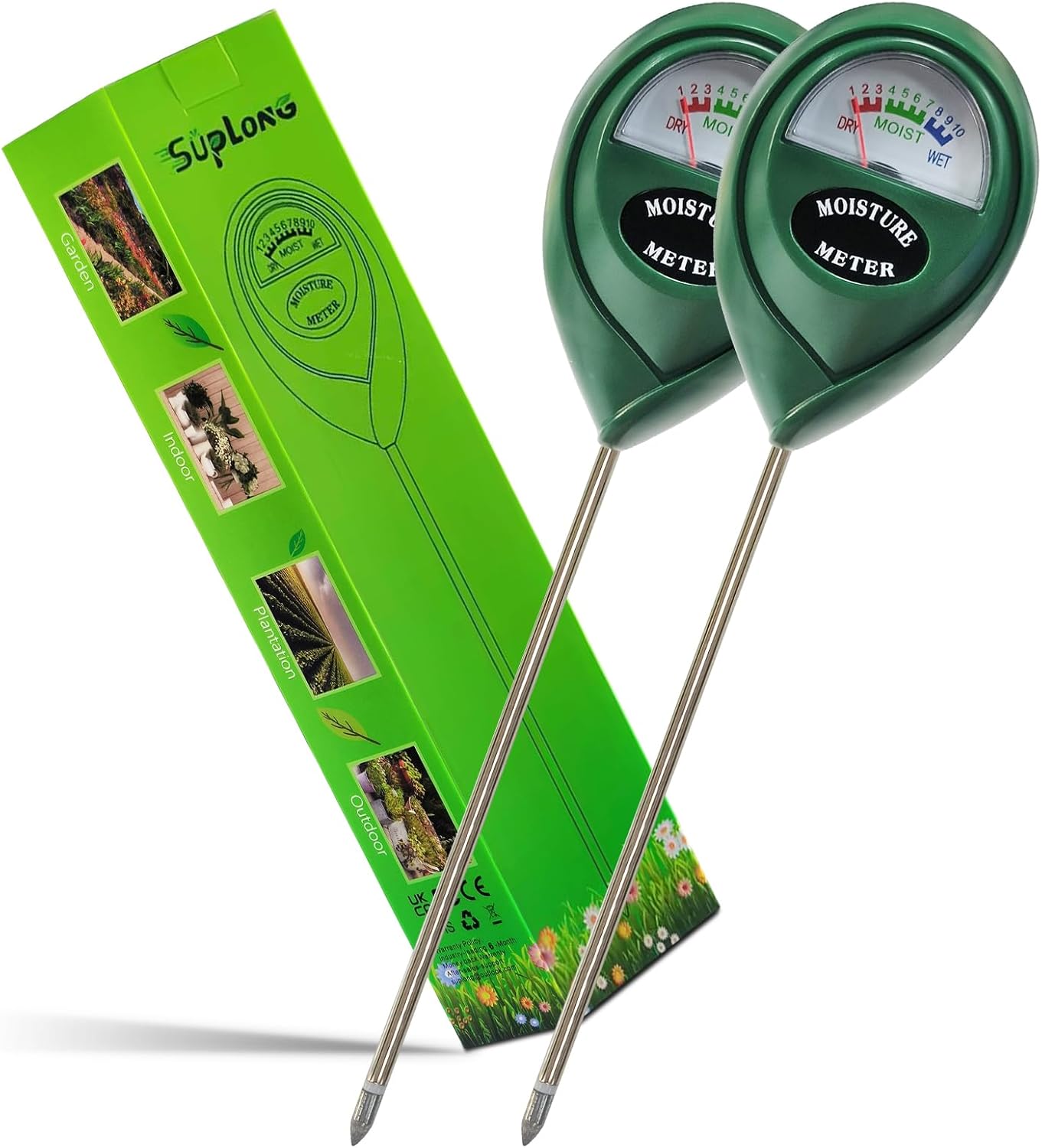 Suplong 2 Packs Soil Moisture Meter, Precise Plant Moisture Meter ...