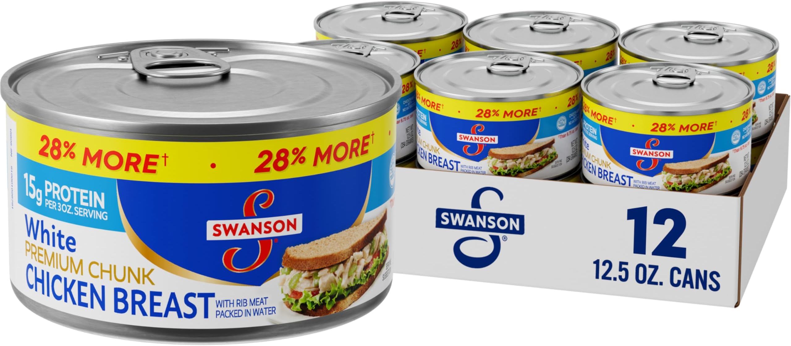 Amazon.com : Swanson White Premium Chunk Canned Chicken Breast in Water ...