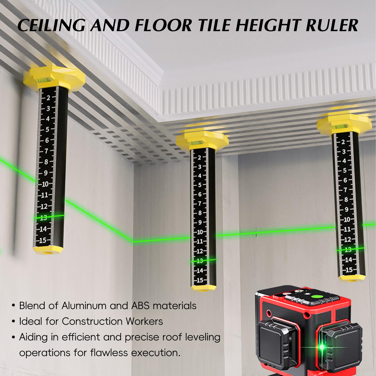 Snapklik.com : SAMIQU 2Pcs Ceiling And Floor Tile Ruler - Leveling Ruler