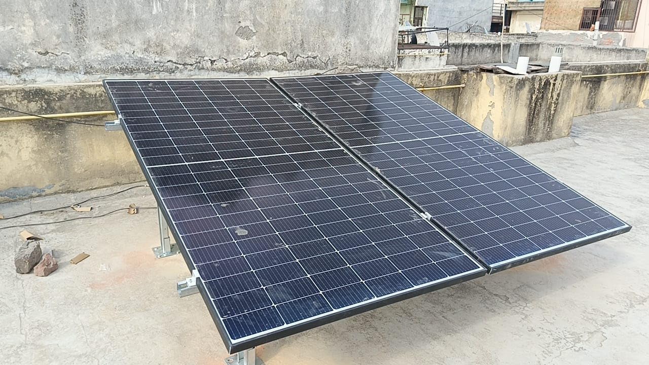 FINE DECOR 225-300 Watt Solar Panel High Rise Structure GI Stand for 2 ...