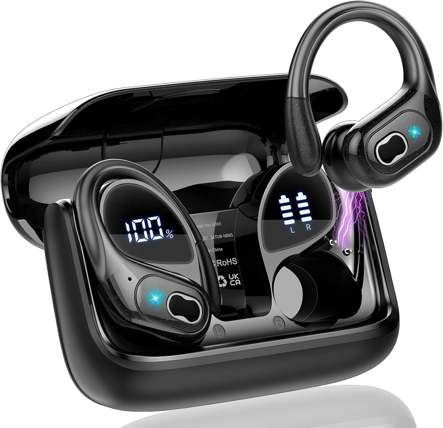 Audífonos Inalámbricos Deportivos, 80H Auriculares Bluetooth 5.3 HiFi ...