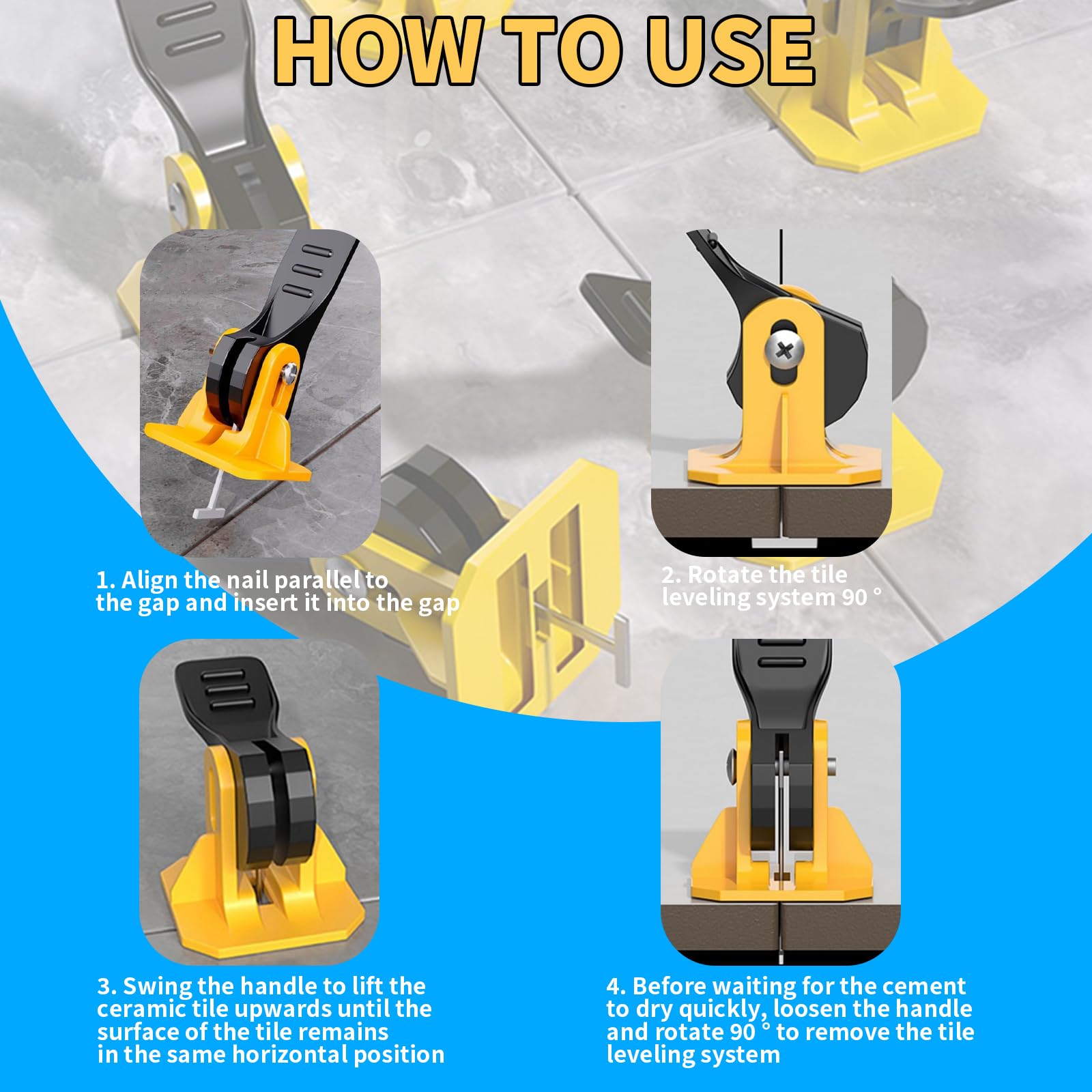 Tile Levelling System, 2 mm, 100 Pieces, Tile Laying Aid, Reusable ...
