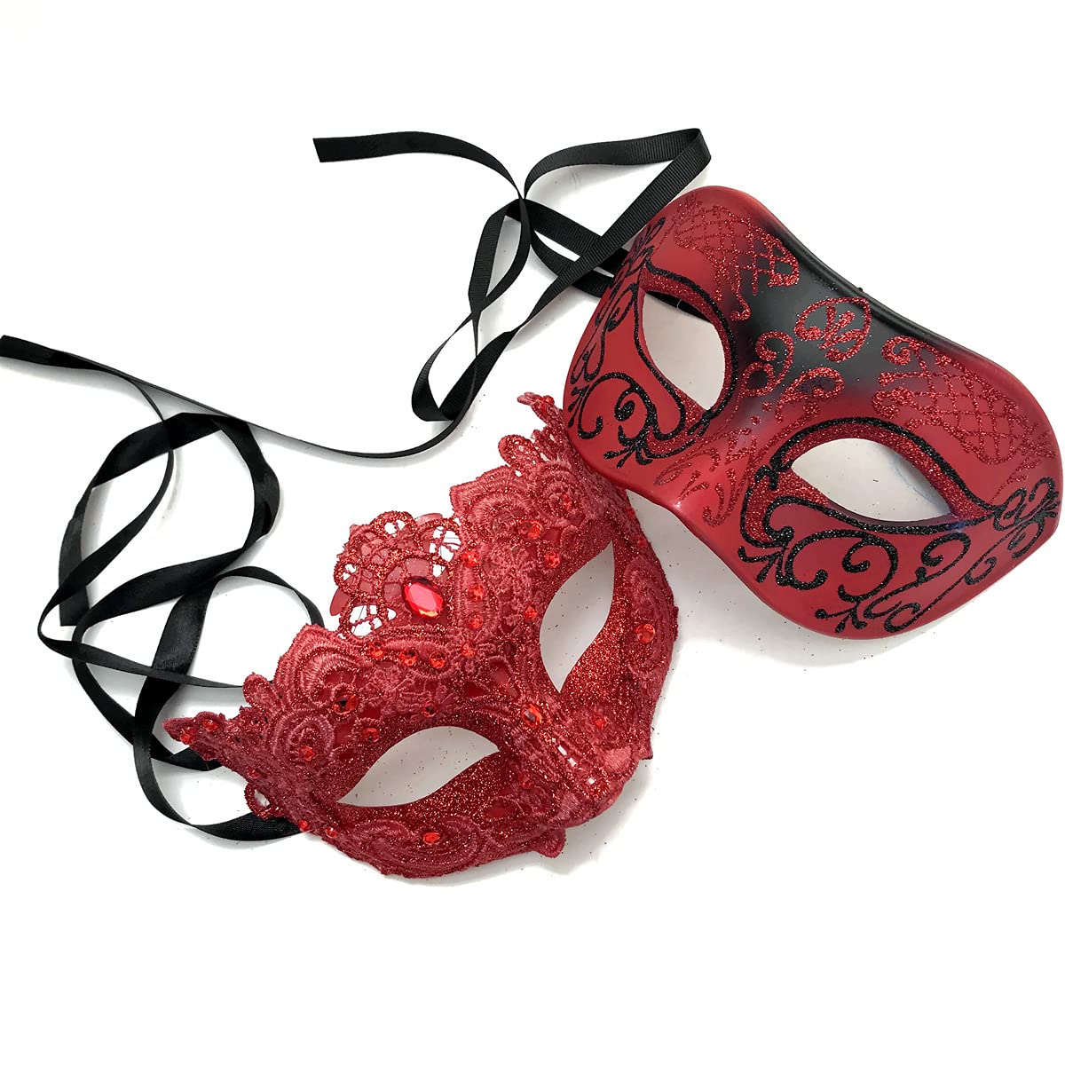 Black And Red Lace Masquerade Masks