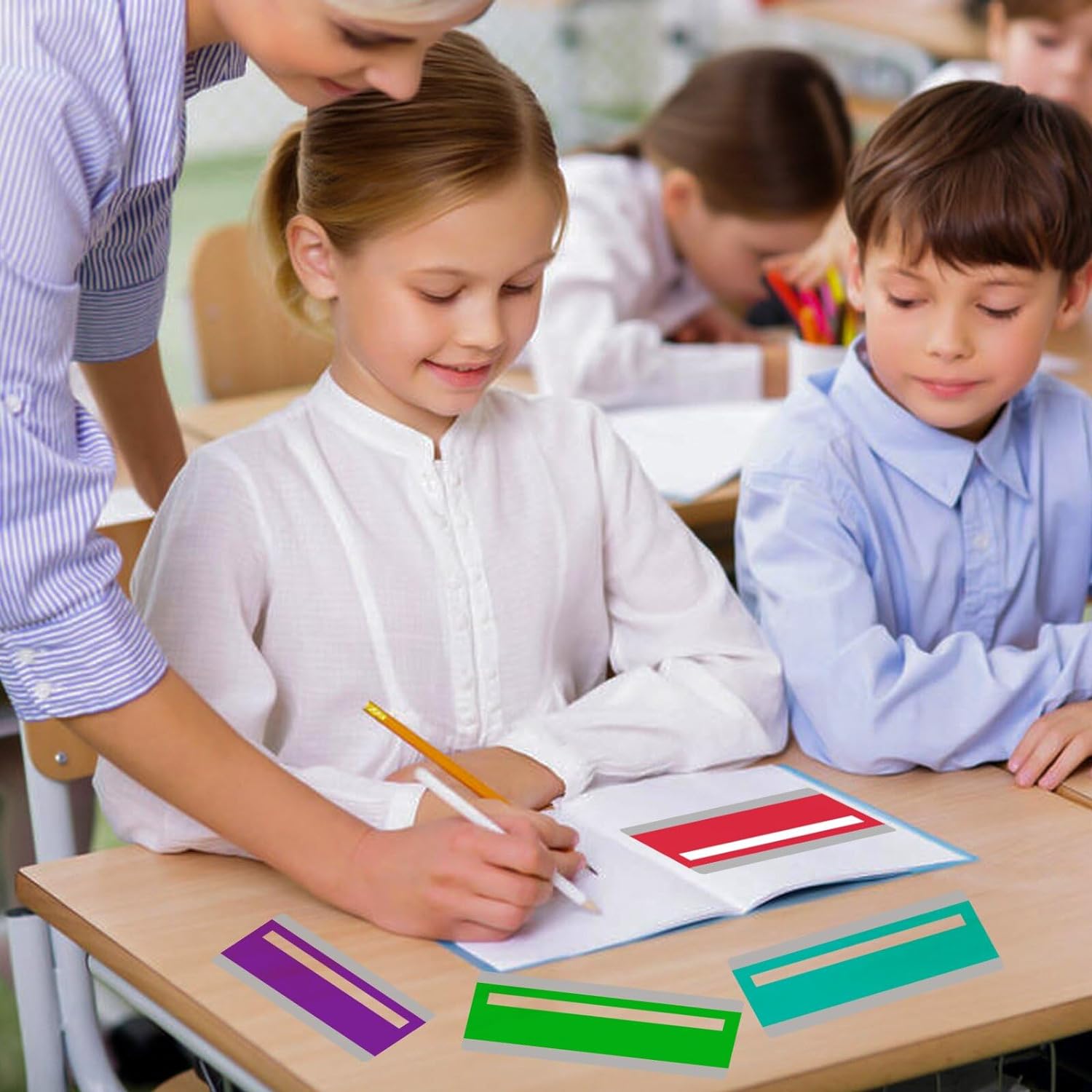 Reading Ruler 16 Pieces Guided Reading Strips Colored Highlight Strips ...