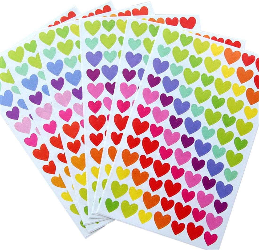 Amazon.com: 18 Sheets 1512 Pcs Colorful Heart Shape Self Adhesive ...