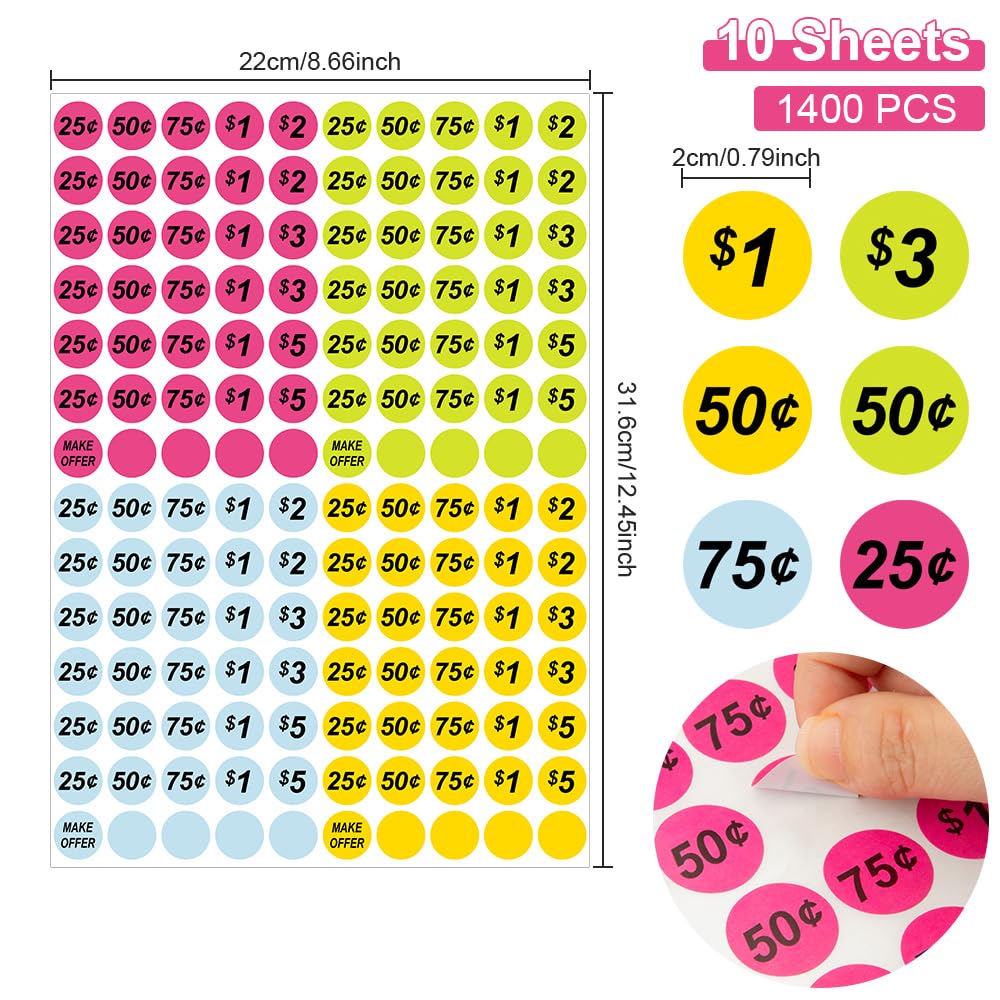 Snapklik.com : Garage Sale Stickers, 1400Pcs Yard Sale Stickers, Pre ...