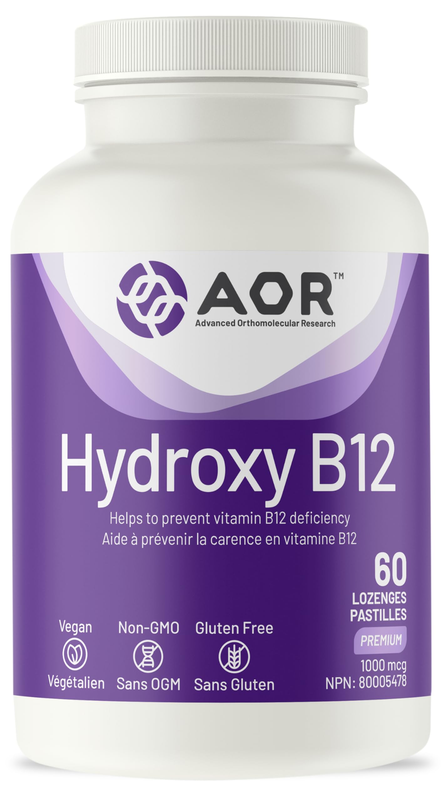AOR Hydroxy B12 1000mcg, 60 Lozenges 60-Day Supply - Hydroxocobalamin ...
