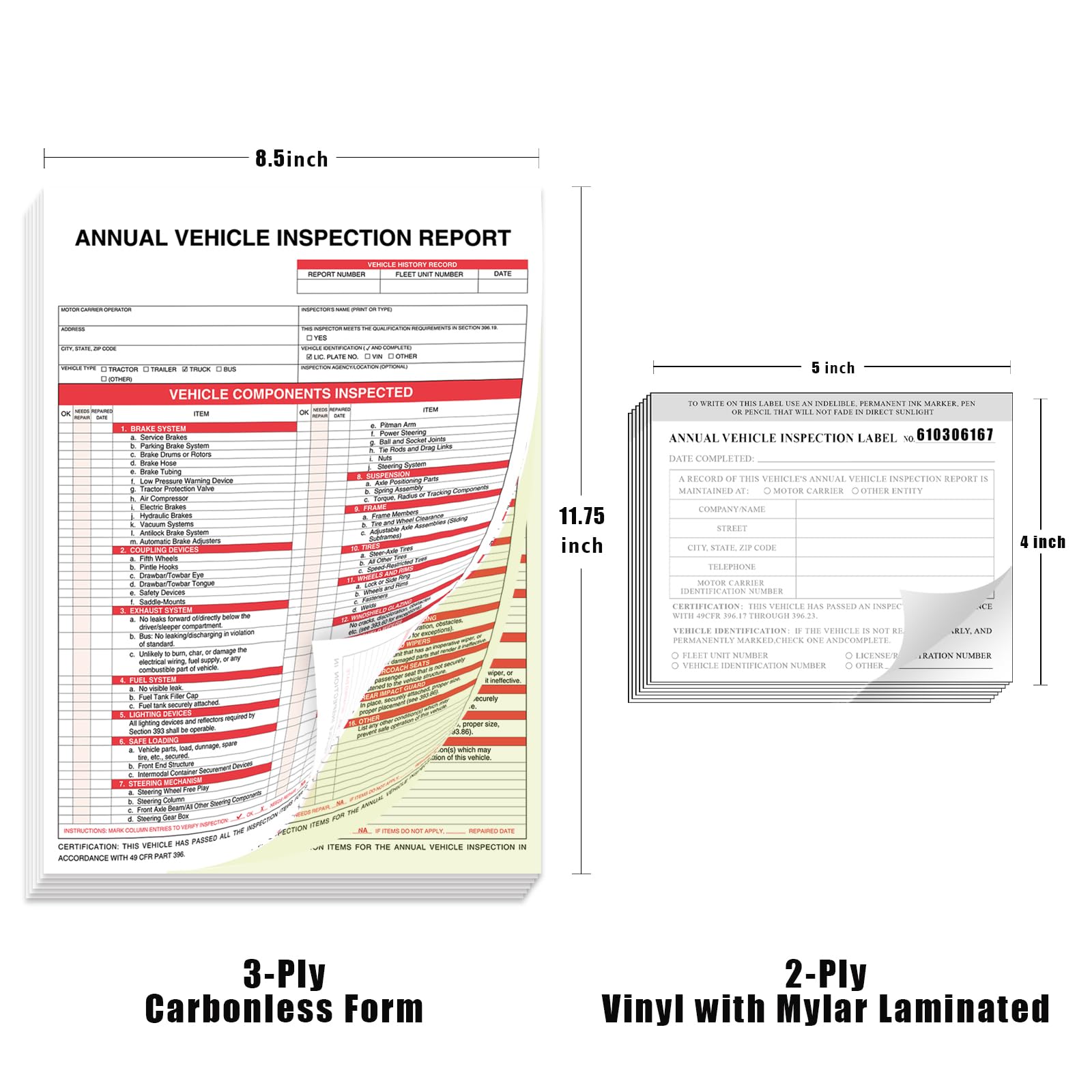End Of Life Planner GotSafety DOT Inspection Forms And Stickers (6x3.5 ...
