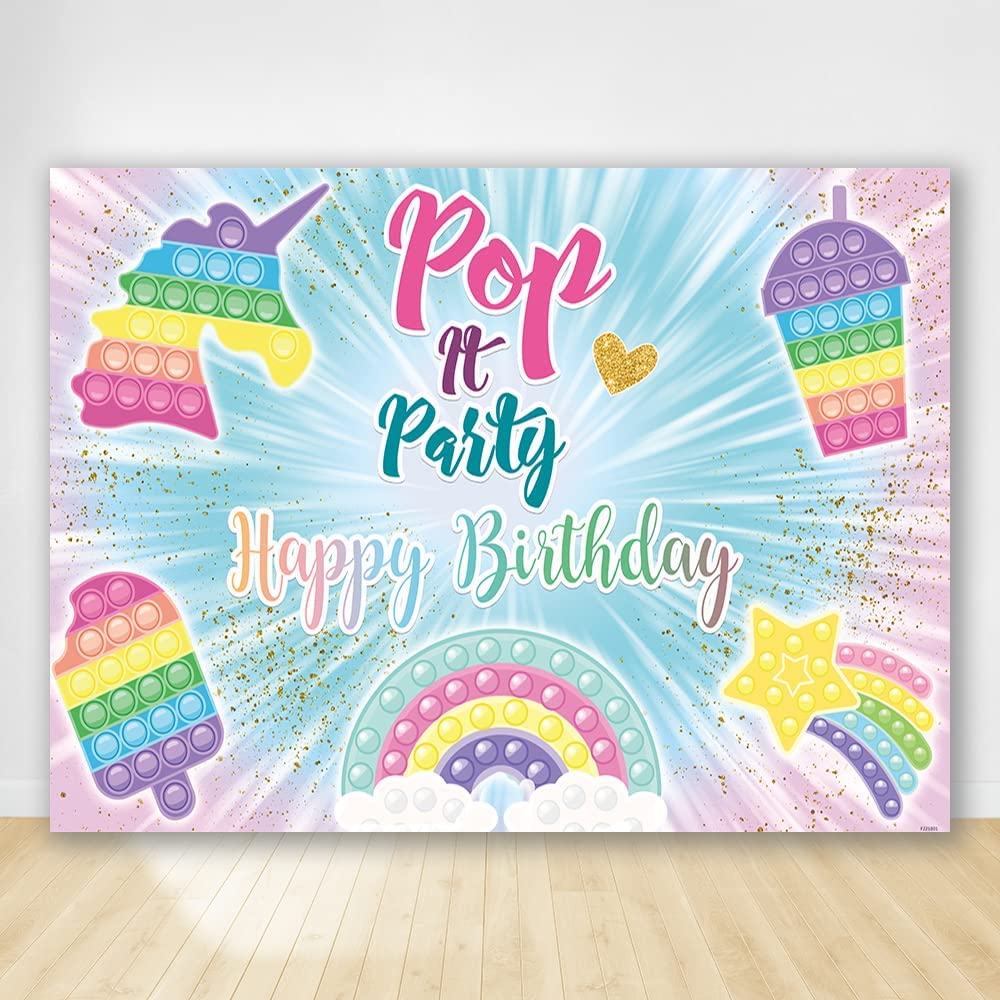 Buy Crefelimas Pop it Happy Birthday Backdrop Fidget Toy Kids Rainbow ...